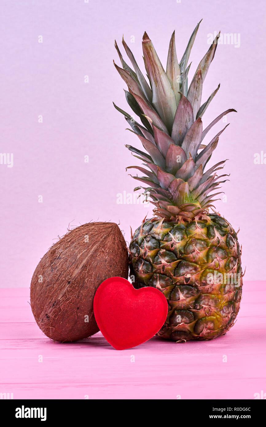 Romantic summer composition from tropical fruits Stock Photo - Alamy