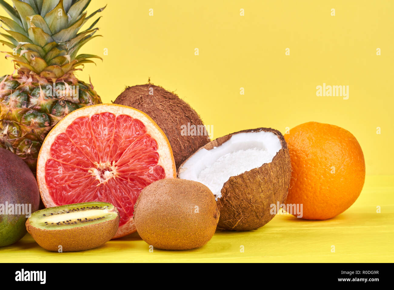 Summer composition from fresh exotic fruits Stock Photo - Alamy
