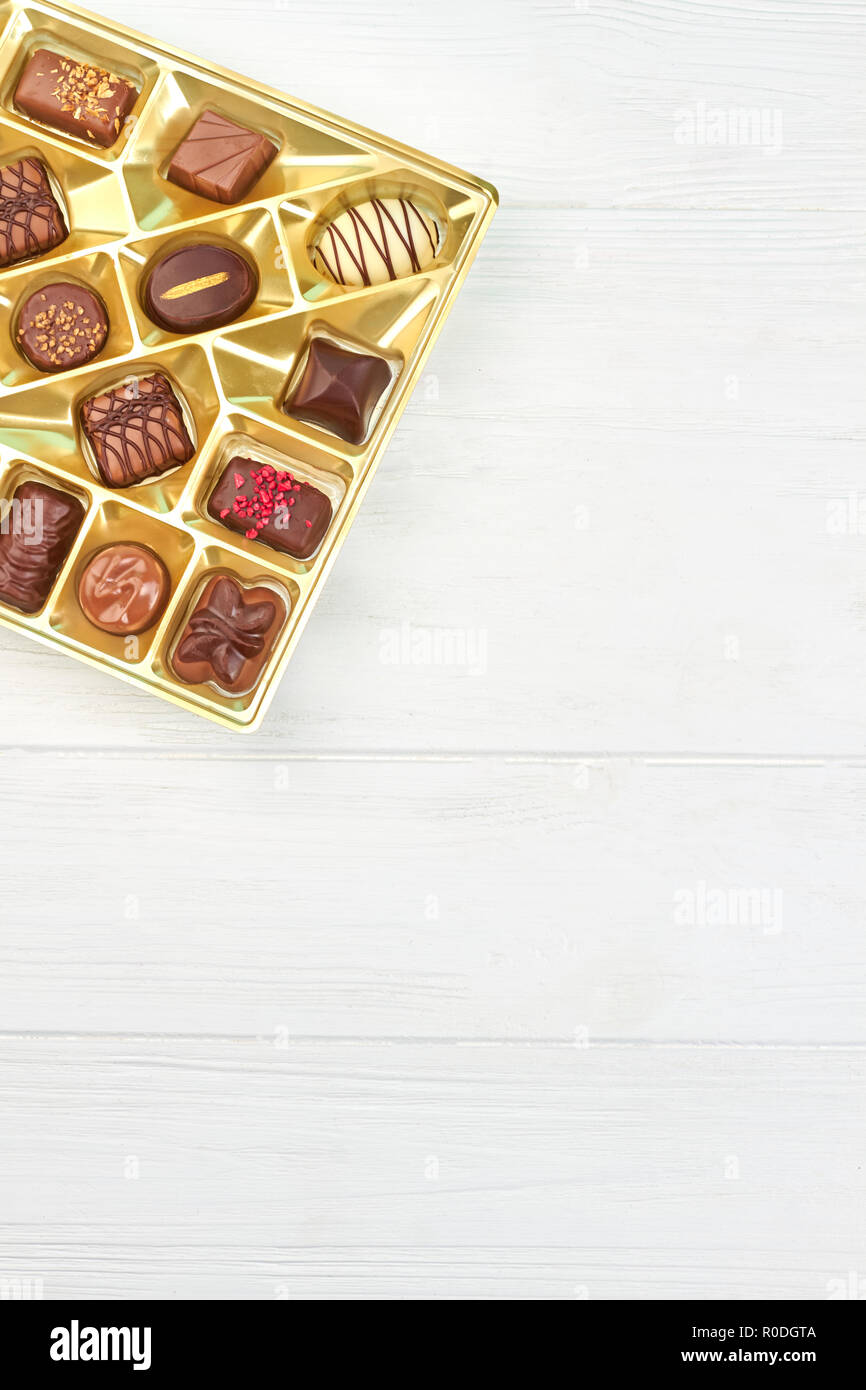 Group of chocolate candies in box Stock Photo - Alamy
