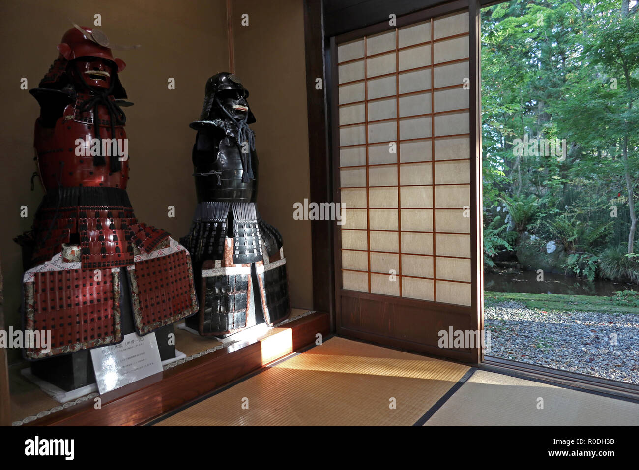 Armor on display at Samurai House, Kakunodate, Akita, Japan Stock Photo ...