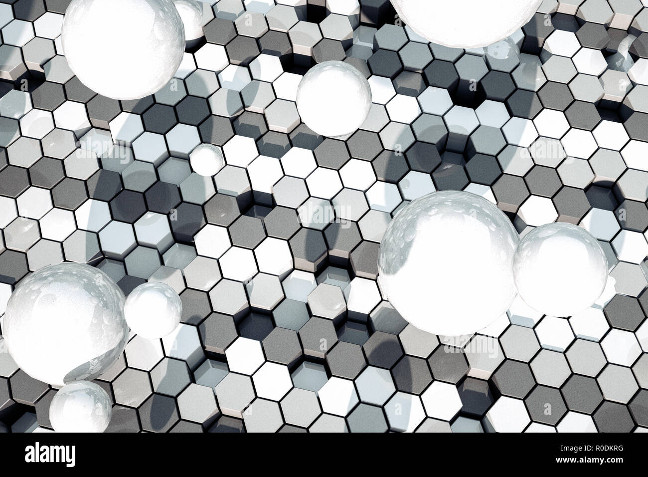 3d rendering, Fireball, Glass balls and luminescent squares Stock Photo ...