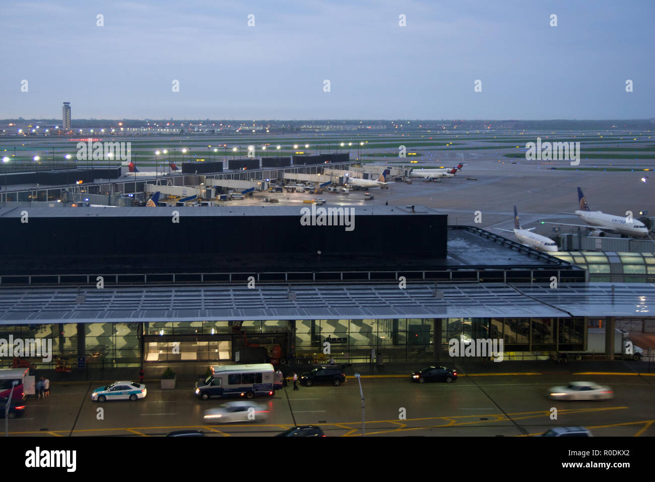 CHICAGO, ILLINOIS, UNITED STATES - MAY 11th, 2018: Several airplanes at ...