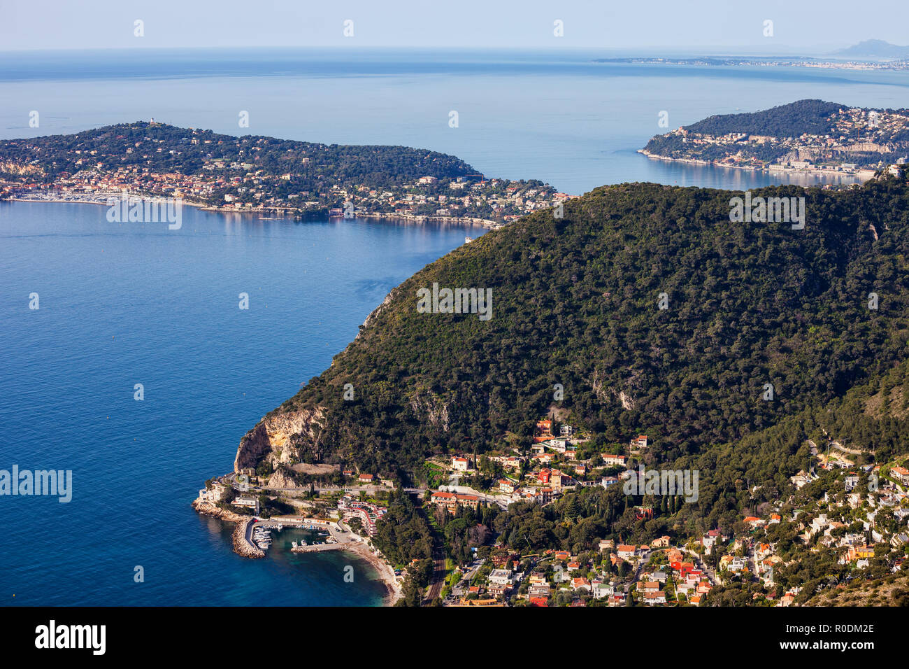 Aerial view on French Riviera coastline and Mediterranean Sea in France ...