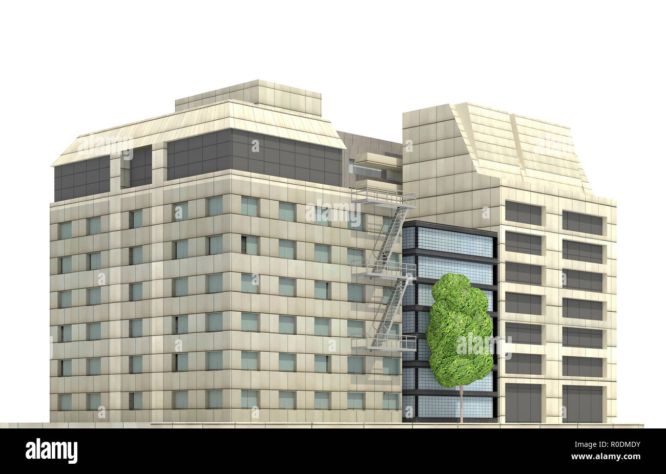 3D illustration modern buildings isolated on white background Stock ...