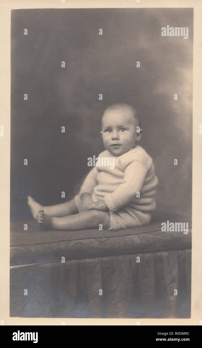 Vintage Photographic Studio Portrait Postcard of a Bonny Baby Stock ...
