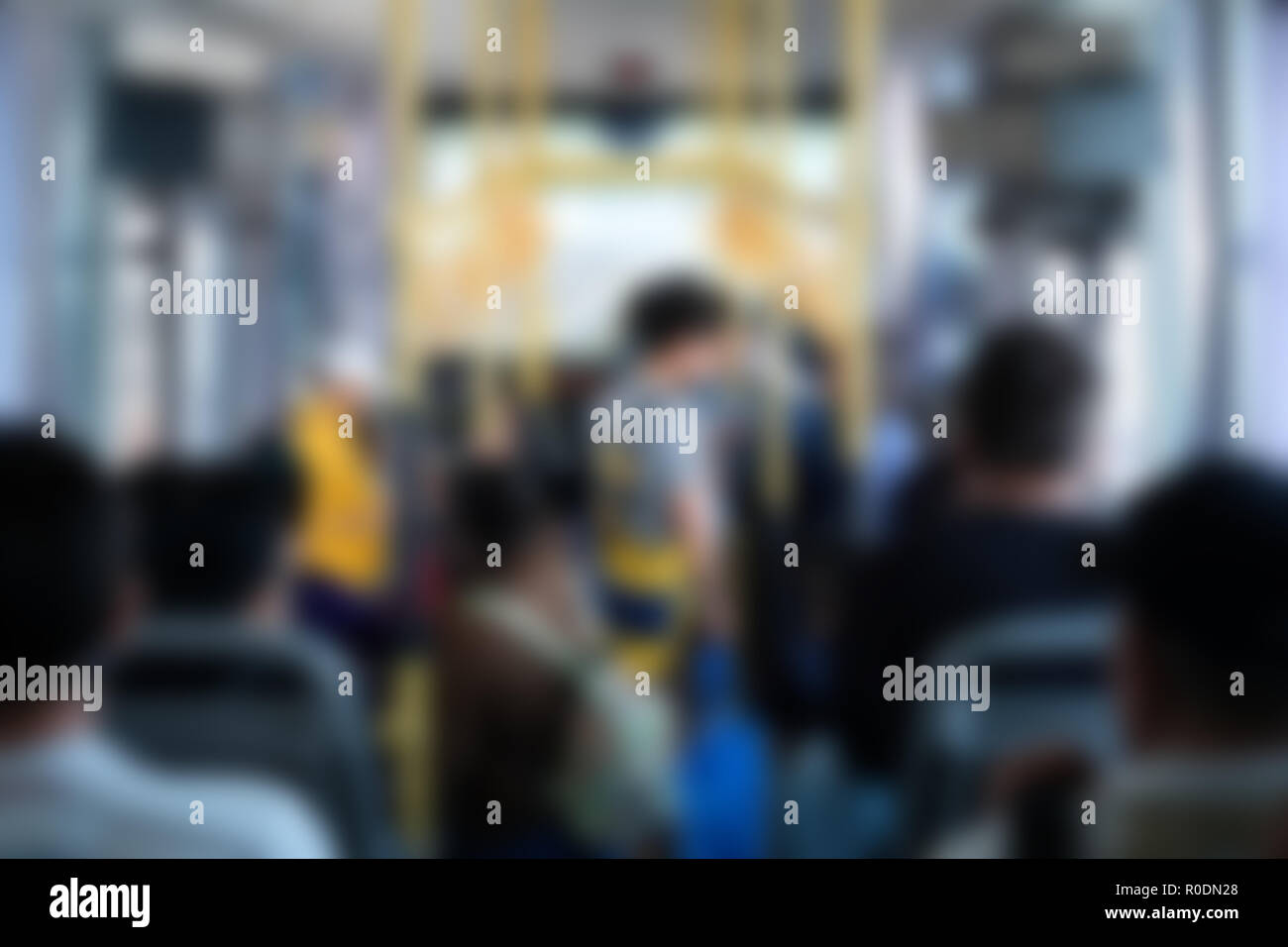 passenger riding on commuter bus. people travelling by public transport ...