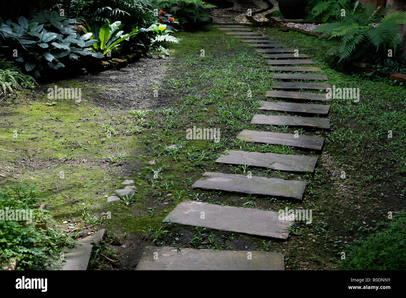stone path walkway in outdoor garden Stock Photo - Alamy