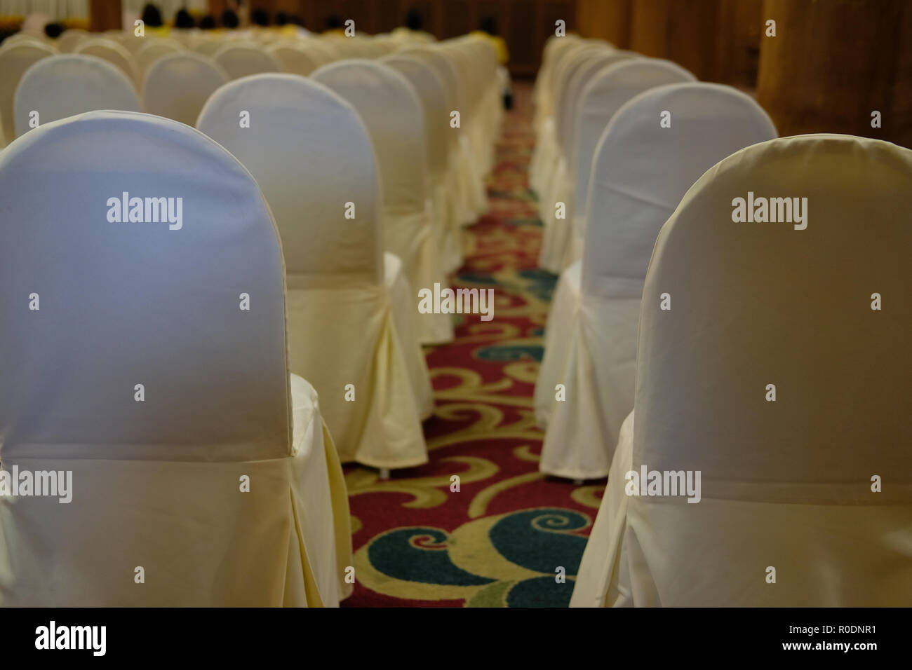 conference hall interior with white chairs. seat in seminar room ...