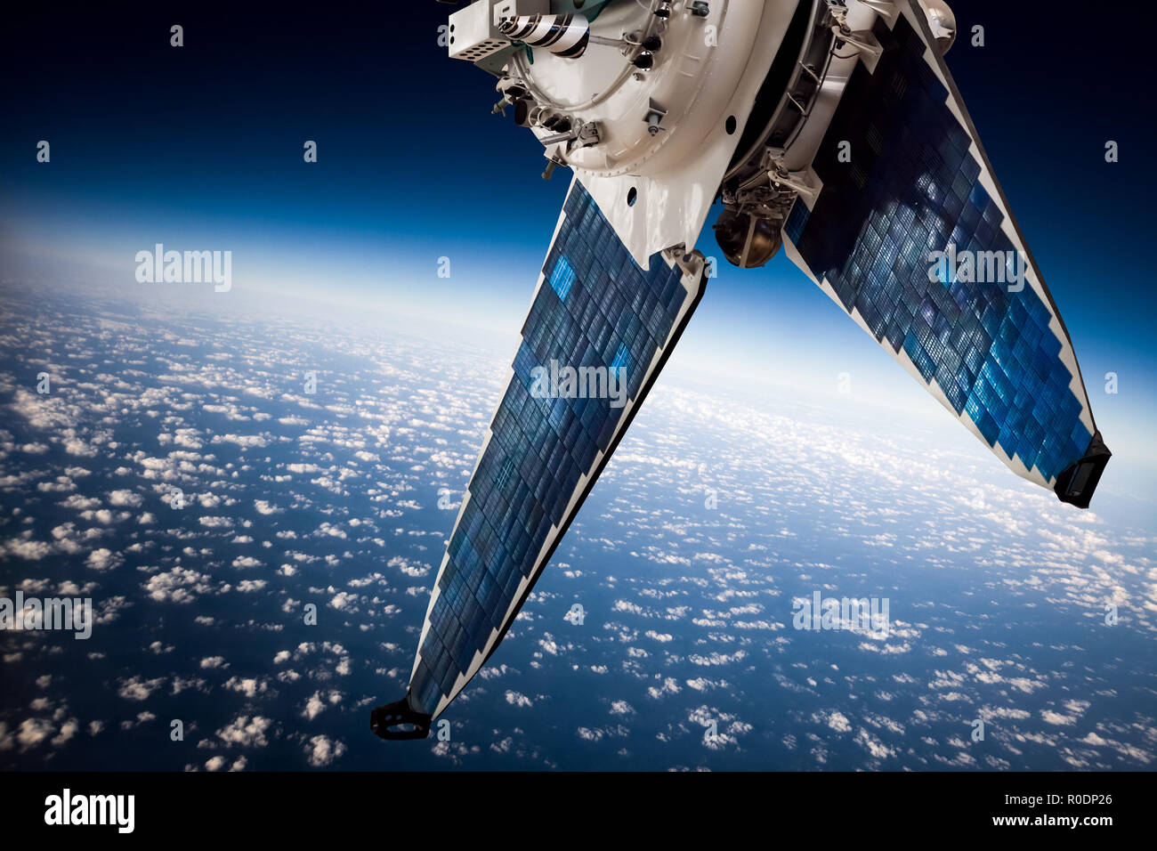 Space satellite orbiting the earth. Elements of this image furnished by ...