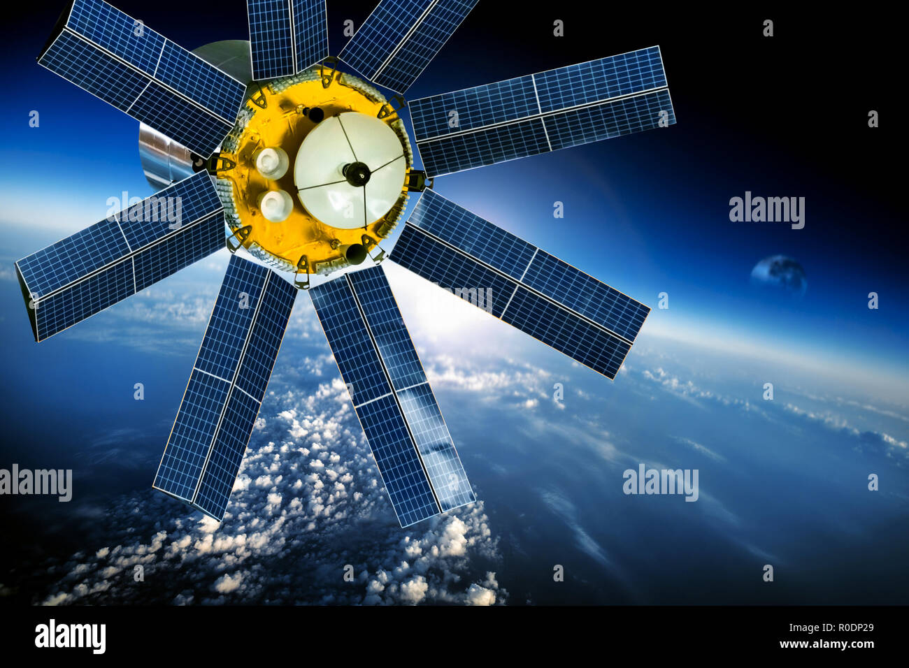 Space satellite orbiting the earth. Elements of this image furnished by ...