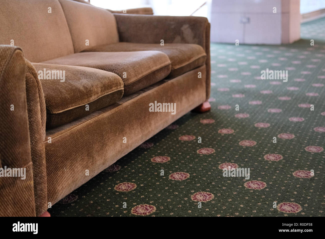 Living room interior with brown fabric sofa Stock Photo - Alamy