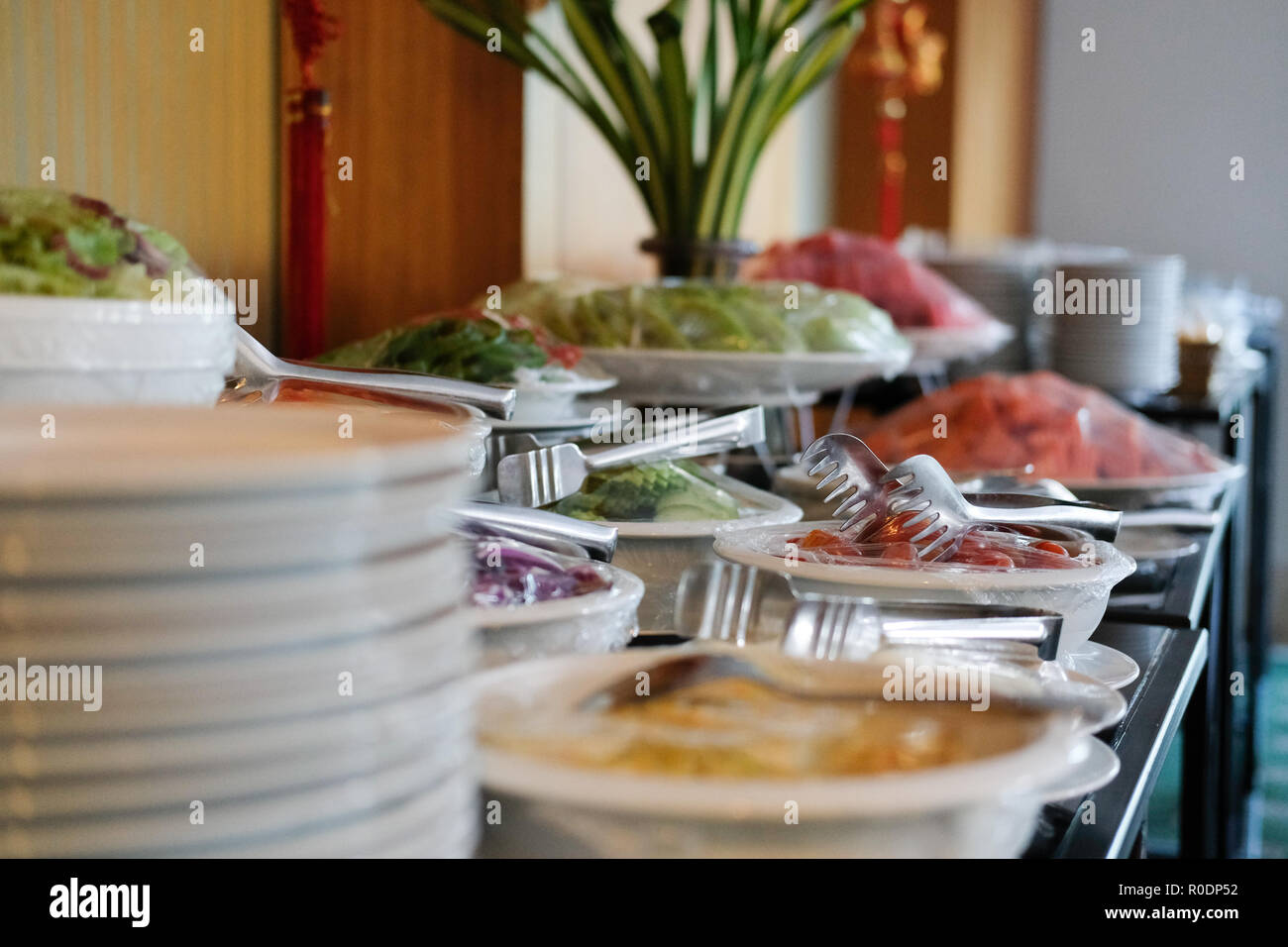 vegetable food buffet catering in restaurant hotel. eating dining in ...