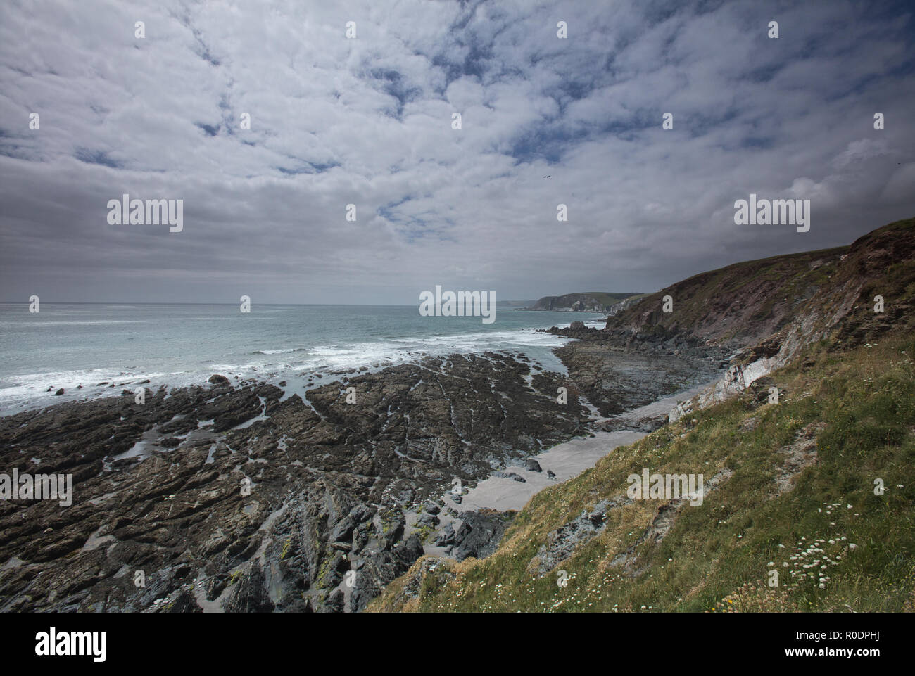 The views of Start Bay from the Southwest coast path, Devon, England ...