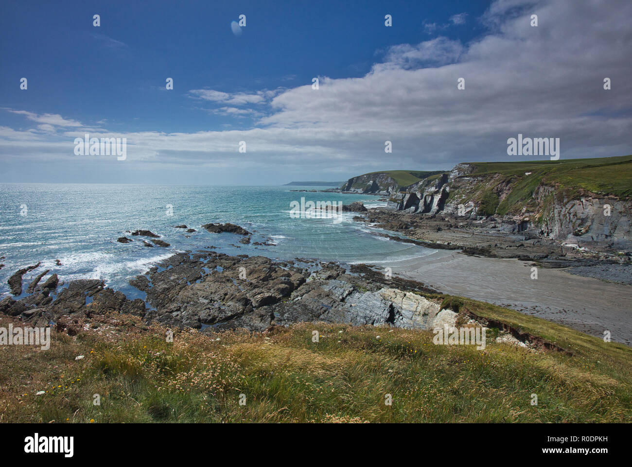 The views of Start Bay from the Southwest coast path, Devon, England ...