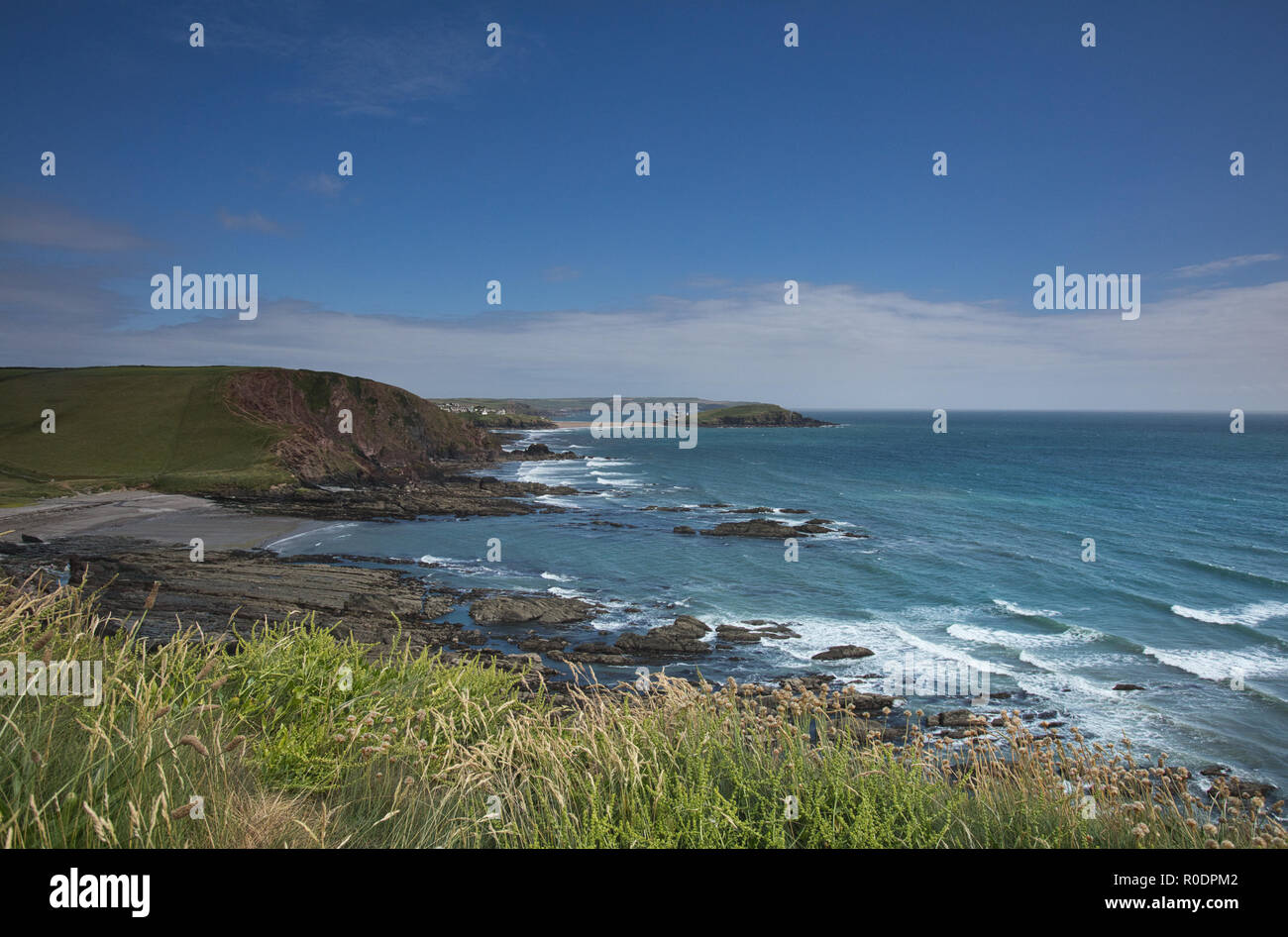 The views of Start Bay from the Southwest coast path, Devon, England ...