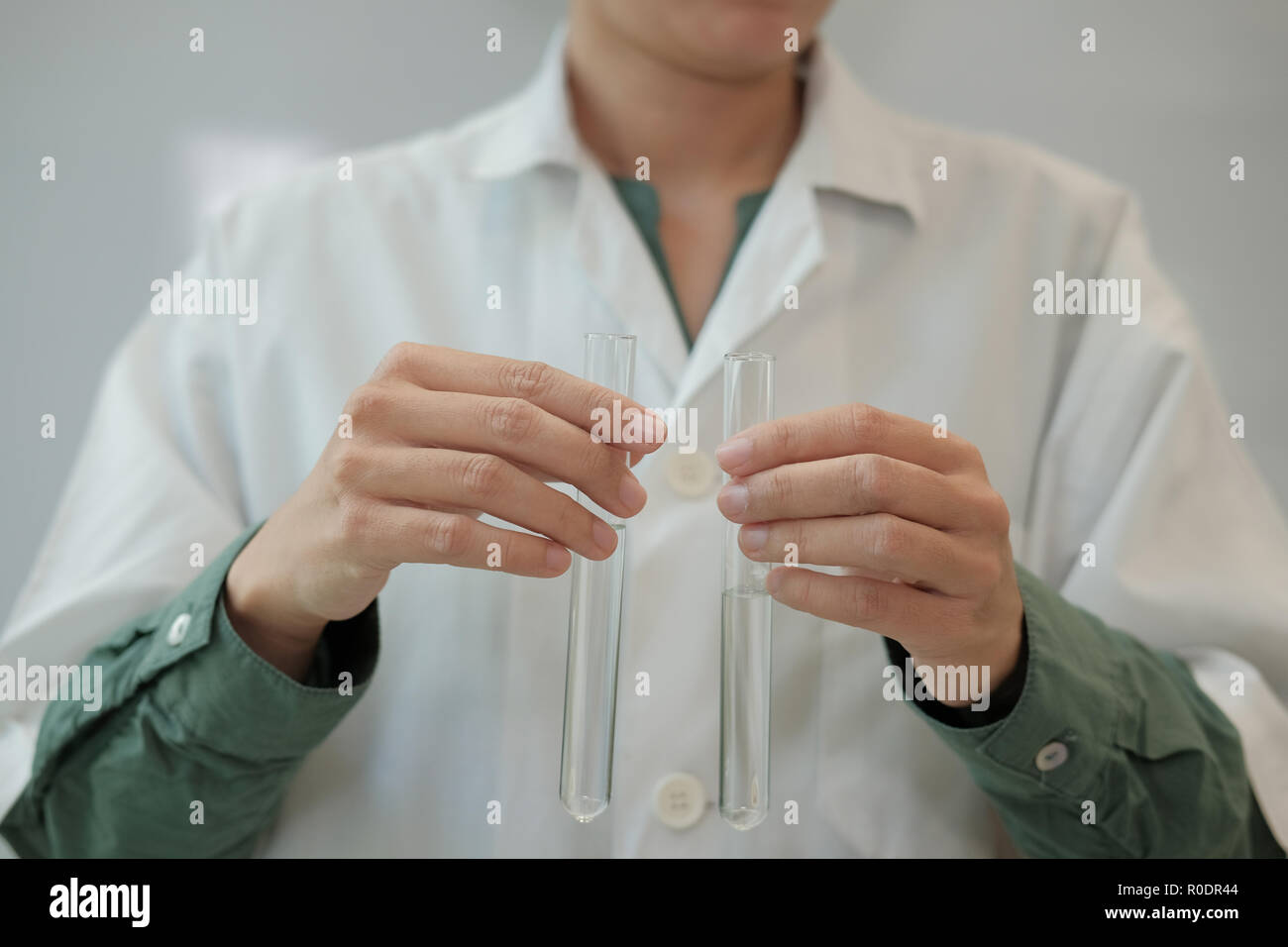 scientist working with test tube. researcher doing research ...