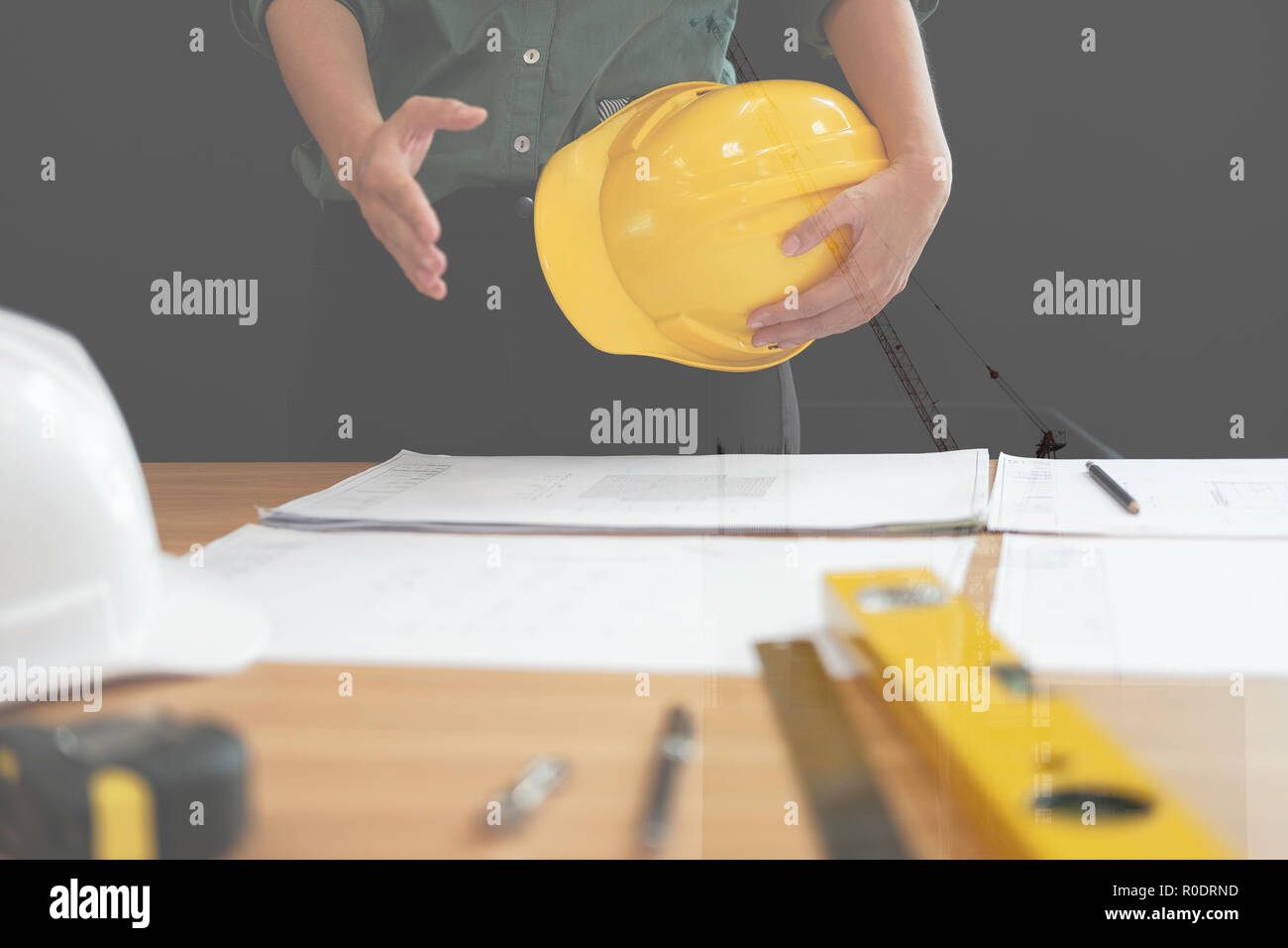 engineer offering handshake. architect ready to shake hand for building ...