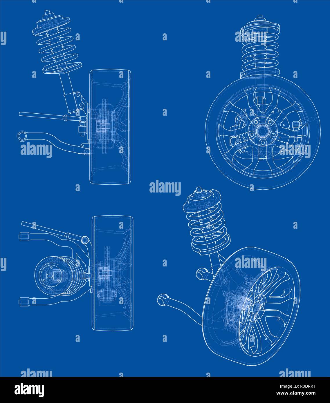 Car suspension with wheel tire and shock absorber Stock Vector Image ...