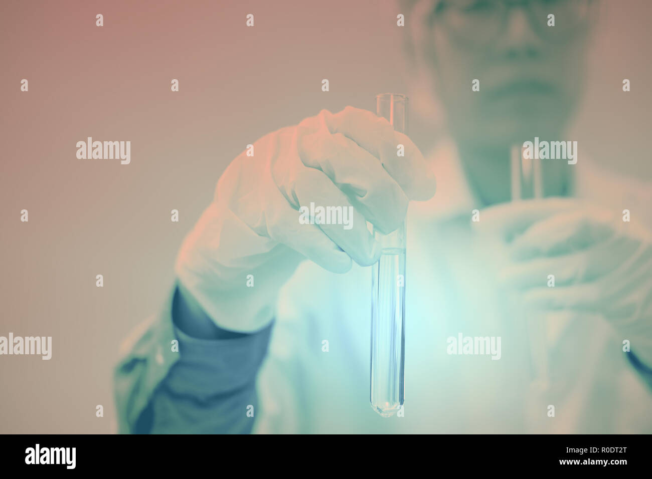 scientist working with test tube. researcher doing research ...
