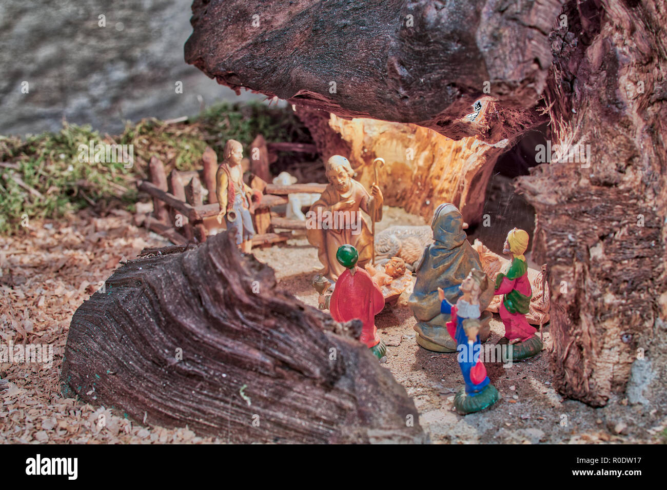 Baby Jesus, Saint Joseph and the Blessed Virgin Mary in Nativity Scene ...