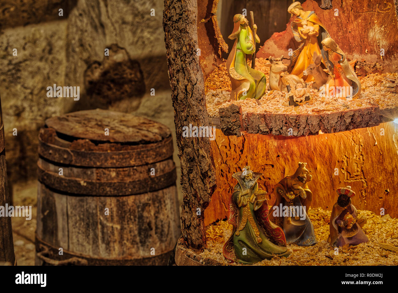 Baby Jesus, Saint Joseph and the Blessed Virgin Mary in Nativity Scene ...