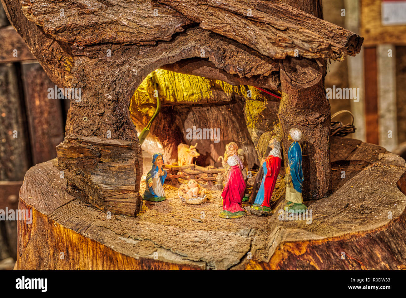 Baby Jesus, Saint Joseph and the Blessed Virgin Mary in Nativity Scene ...