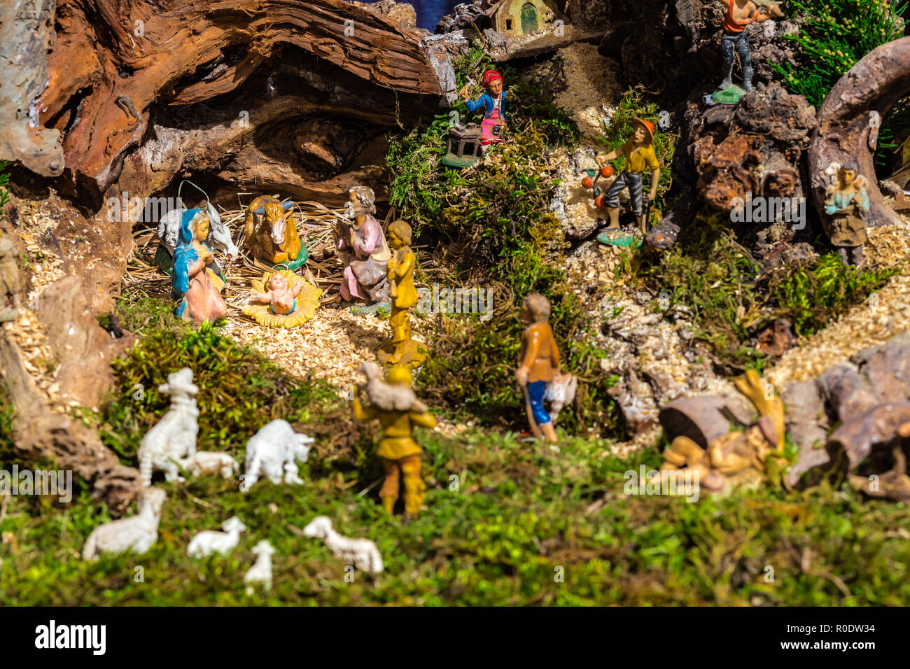 Baby Jesus, Saint Joseph and the Blessed Virgin Mary in Nativity Scene ...