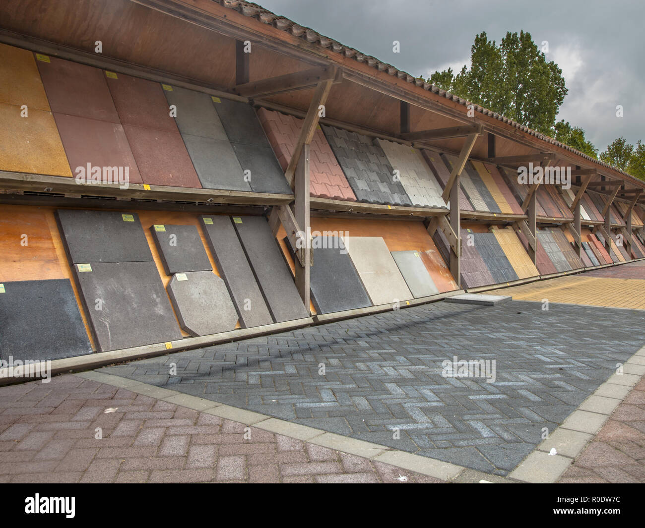 Display of Cobblestone and Road Brick at a stoneyard shop Stock Photo ...