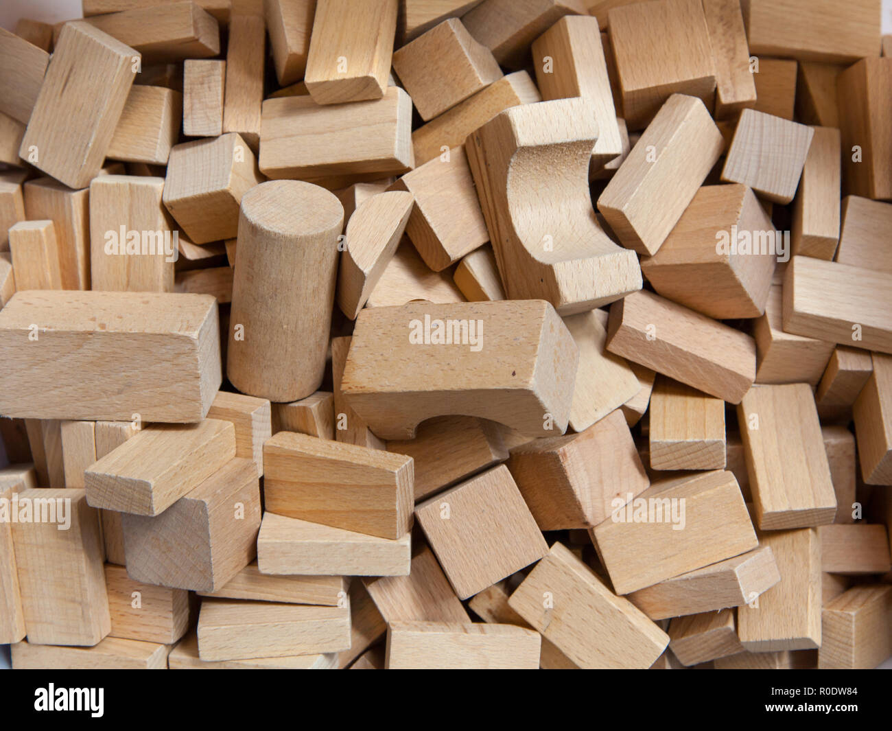 Background of Wooden Building Blocks in a Box Stock Photo - Alamy