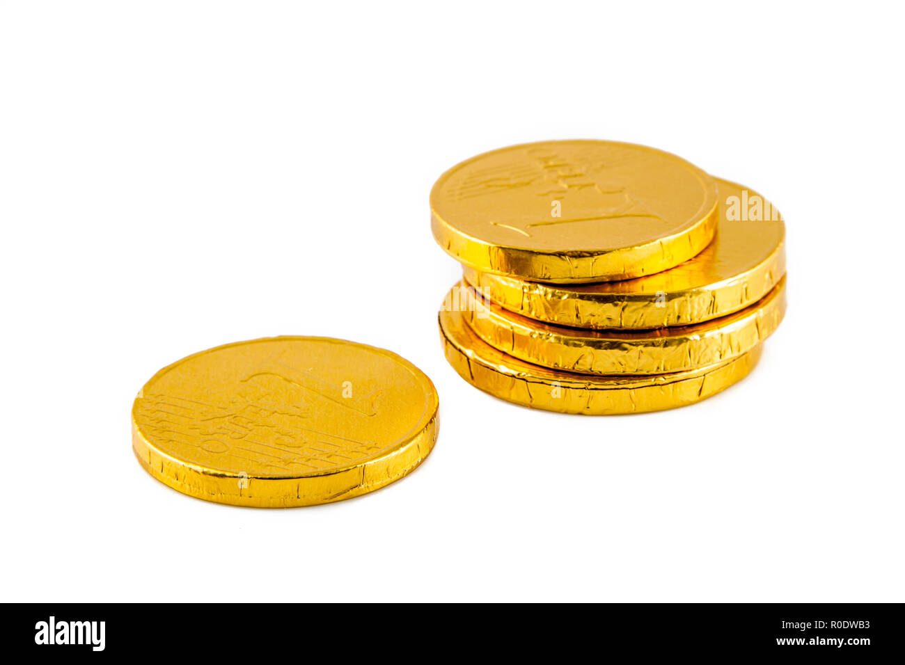 Stack of chocolate euro coins as a concept for finance Stock Photo - Alamy