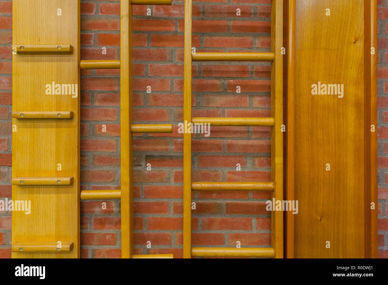 Climbing Bars on a Wall in the Gym Classroom of a Primary School Stock ...