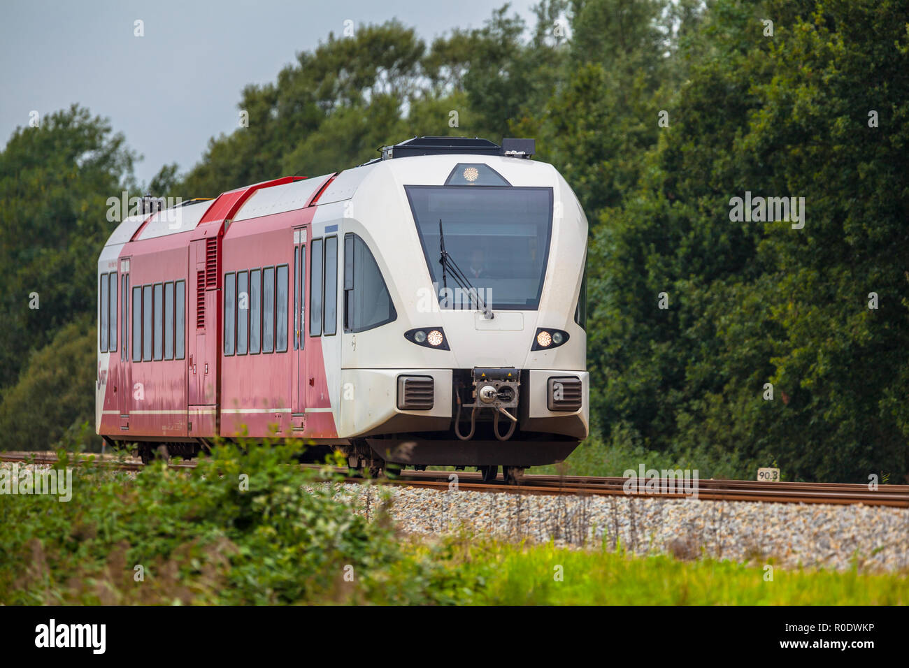 Regional Light Train on its Jouney in the North of the Netherlands ...