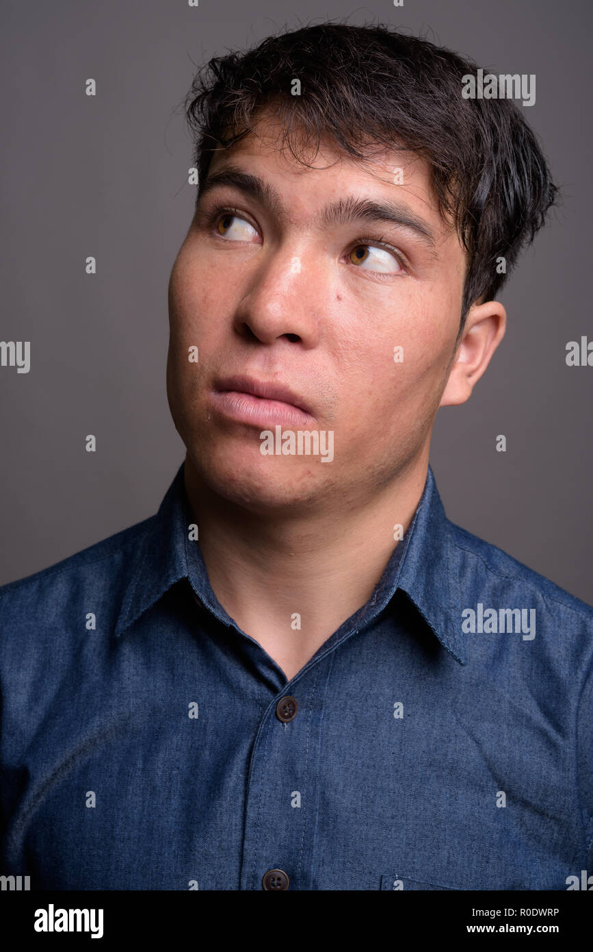 Closeup man wearing blue hi-res stock photography and images - Alamy