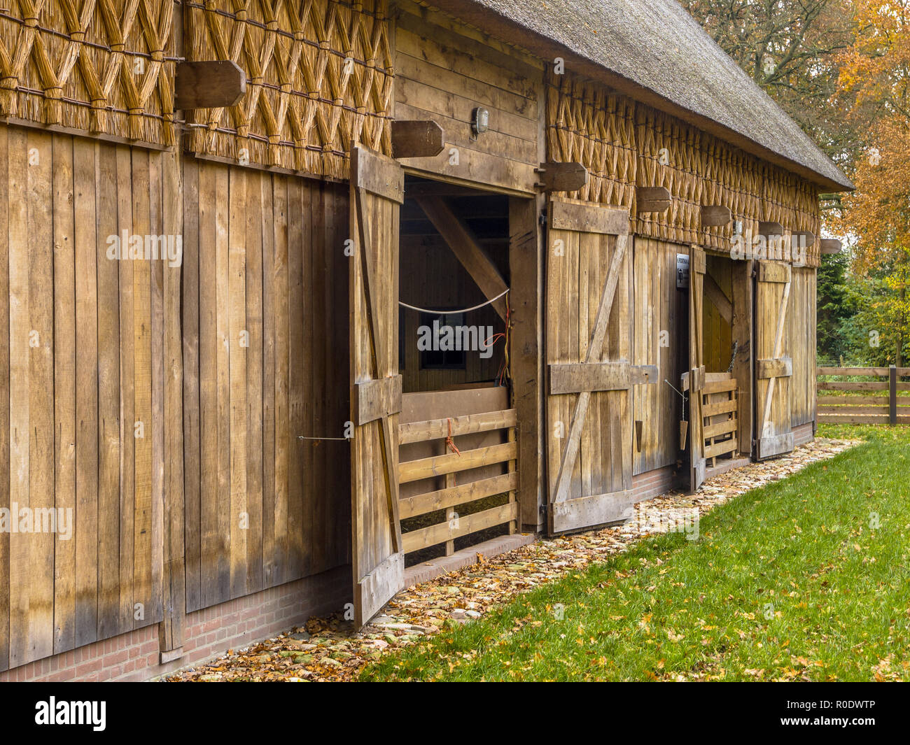Wooden Barn in Typical European Style Stock Photo - Alamy