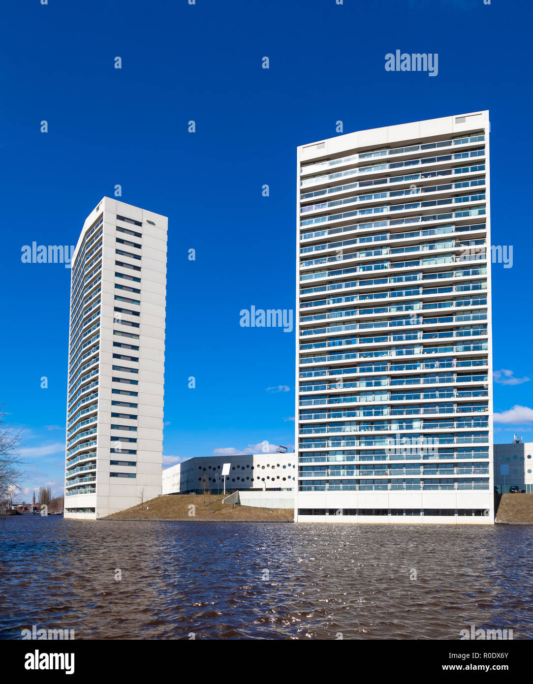 Modern Tall Apaprtment Flats at the Water in the Netherlands Stock ...