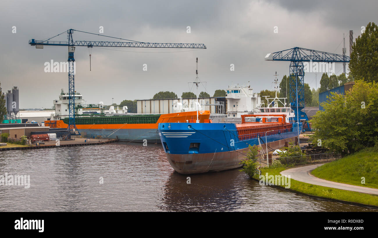 Ships being constructed in a Shipyard in Friesland, Netherlands Stock ...