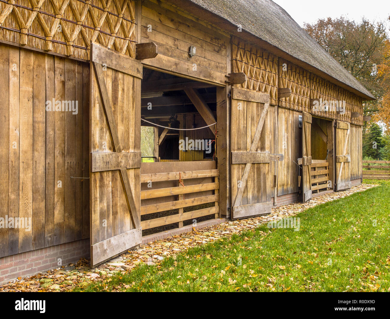 Wooden Barn in Typical European Style Stock Photo - Alamy