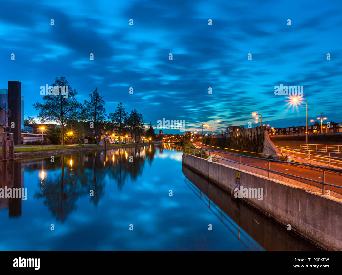 Cityscape during Blue Hour, the first Hour after Sunset Stock Photo - Alamy