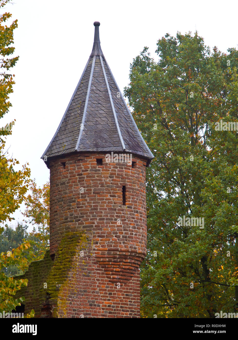 Tower Turret of a Medieval Castle in Europe with White Background Stock ...