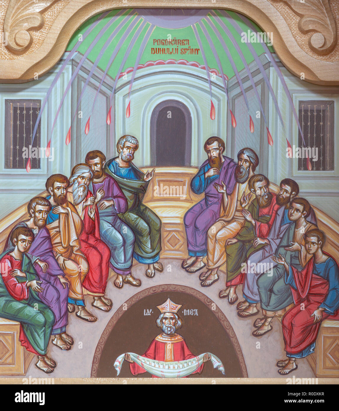 REGGIO EMILIA, ITALY - APRIL 12, 2018: The icon of Pentecost scene on ...