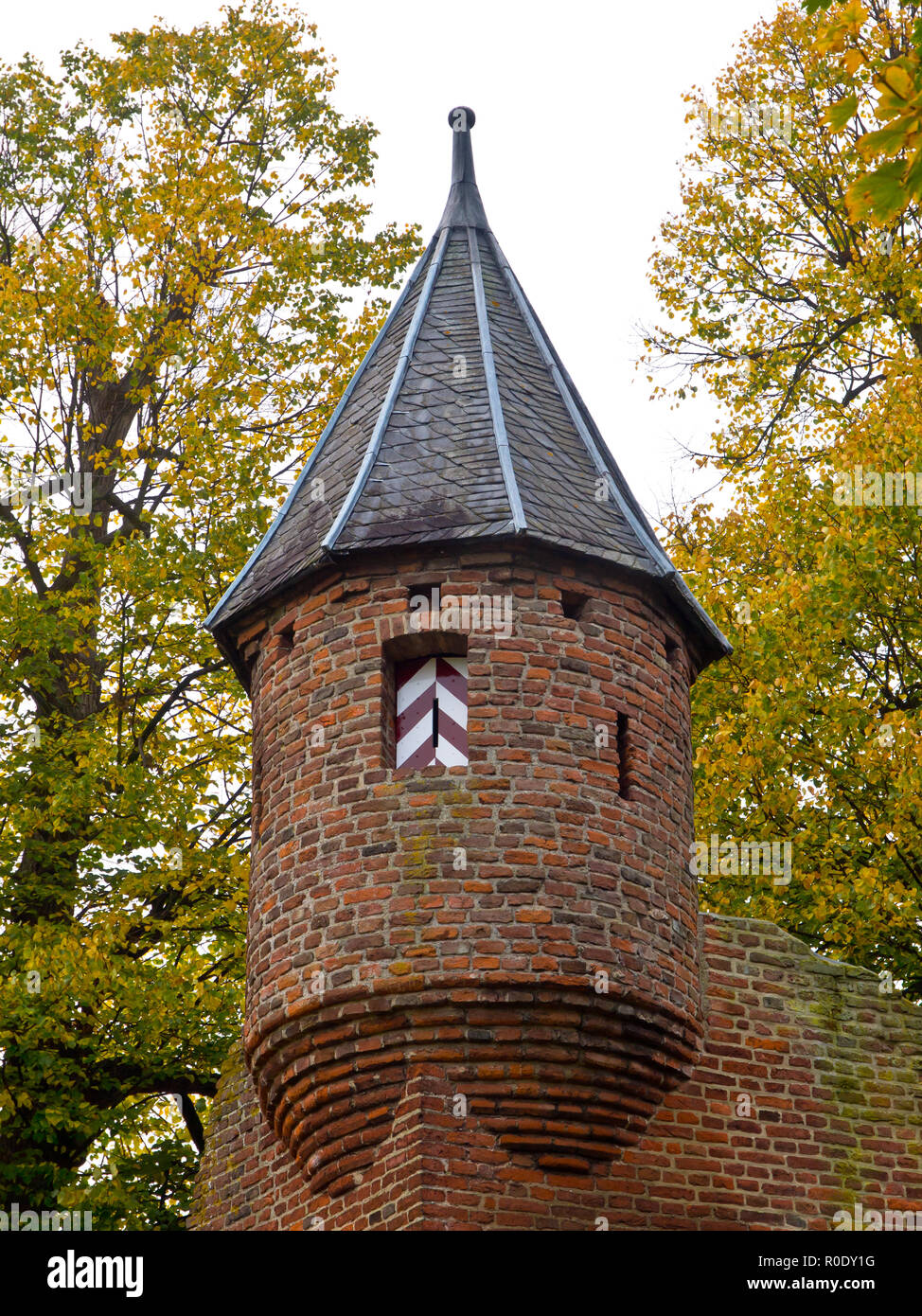 Tower Turret of a Medieval Castle in Europe with White Background Stock ...