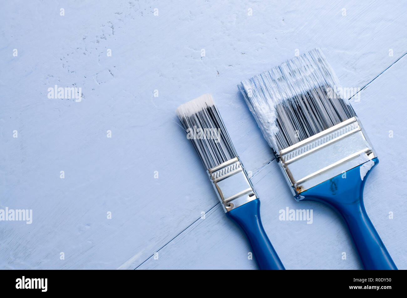 Abstract Image of Blue Paint Brushes Positioned Diagonally with Light ...