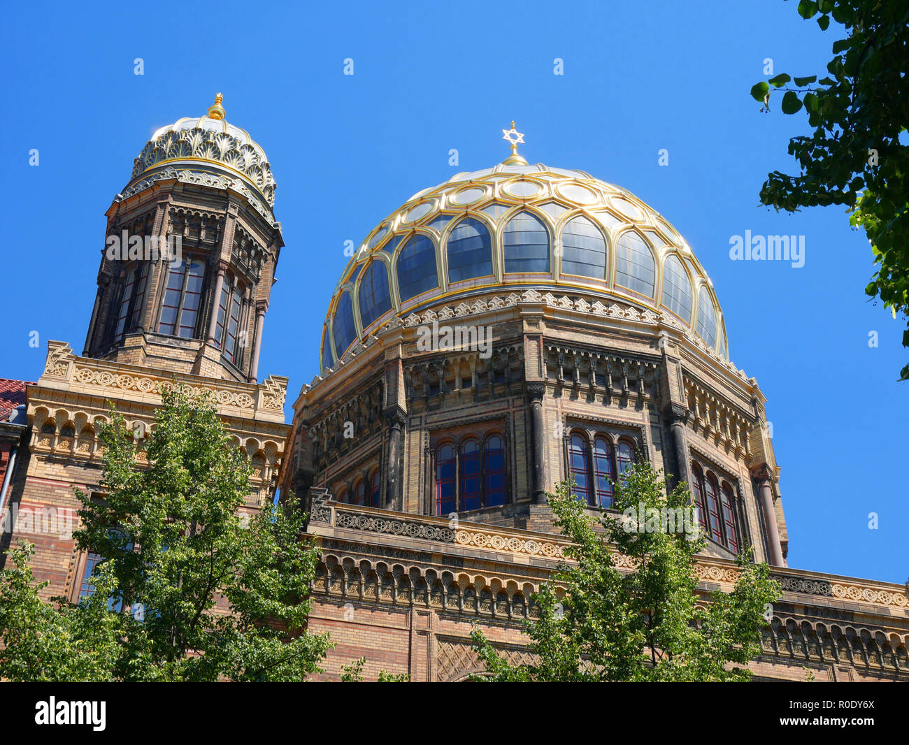 The beautiful New Synagogue, with its impressive dome, serves as an ...