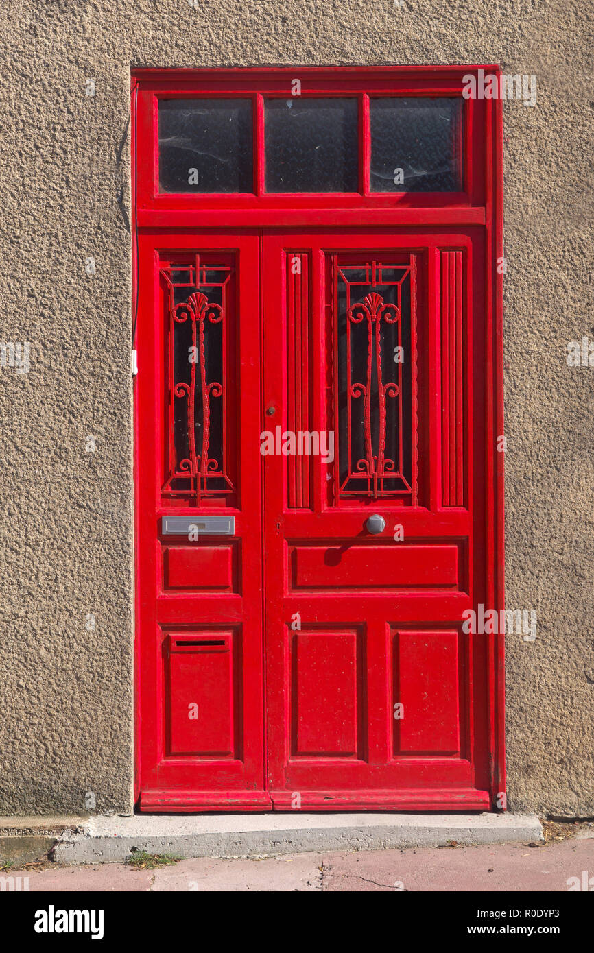 Architecture Detail of a Red Door in France Stock Photo - Alamy