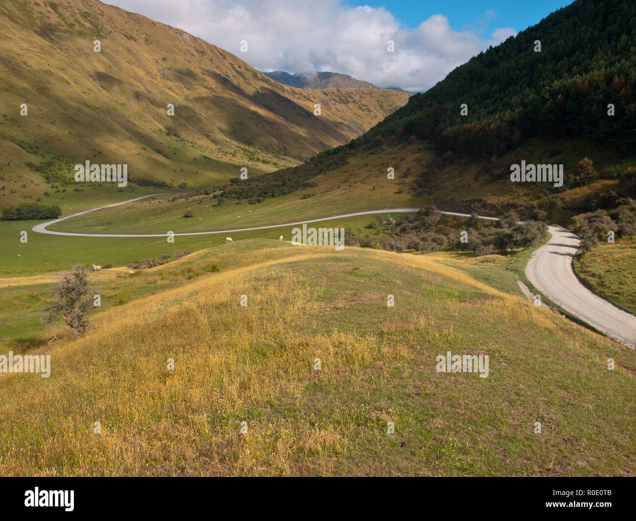 a perfect winding road through the hills Stock Photo - Alamy