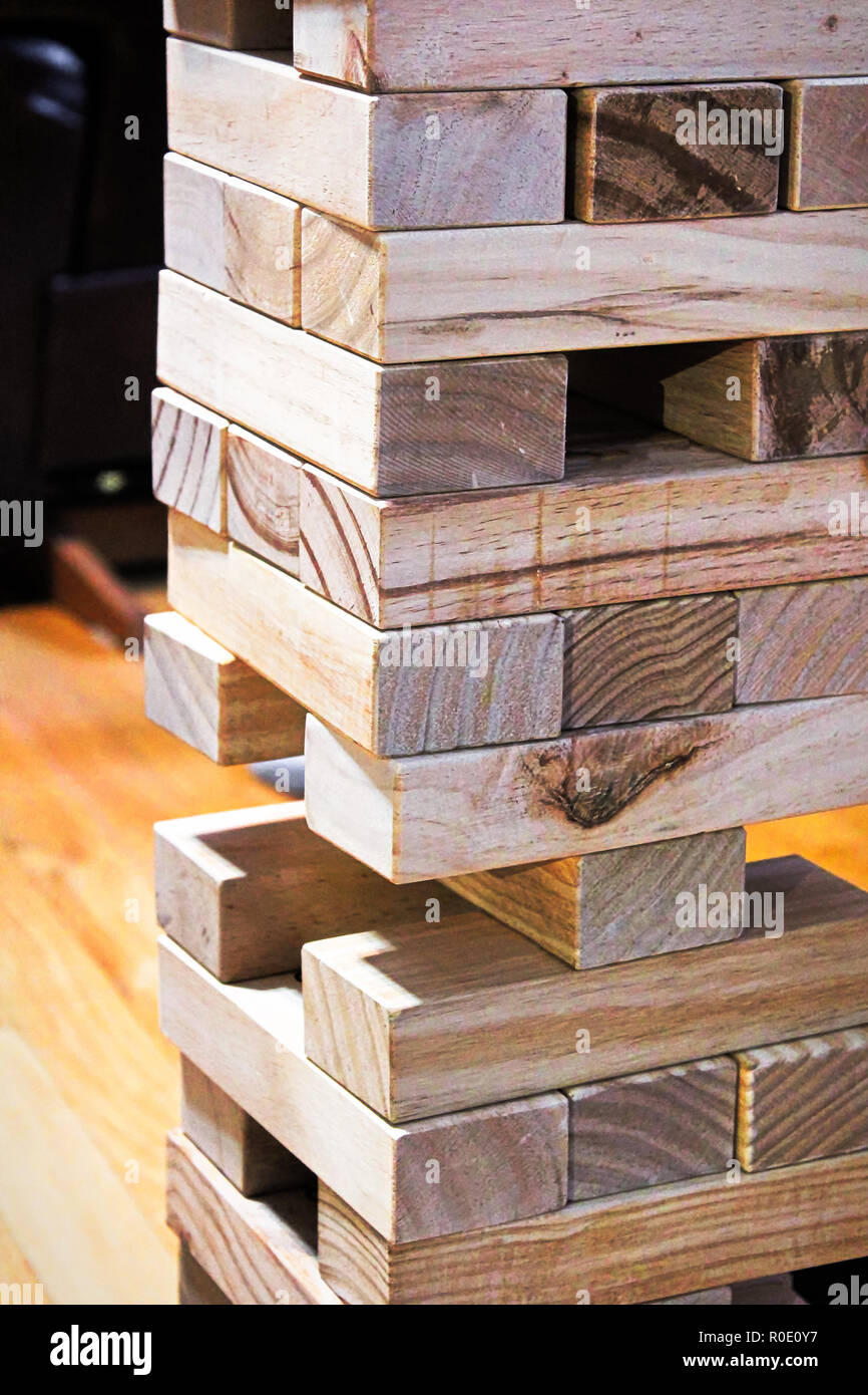 The wooden blocks of a building game Stock Photo - Alamy