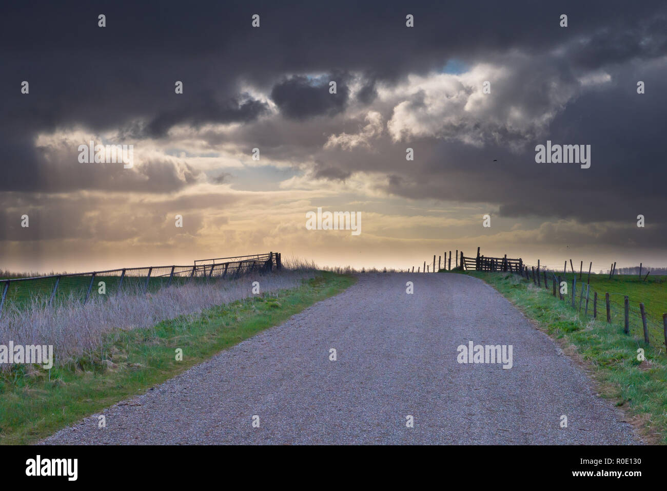 Country road is leading to spectacular cloudscape in national park ...