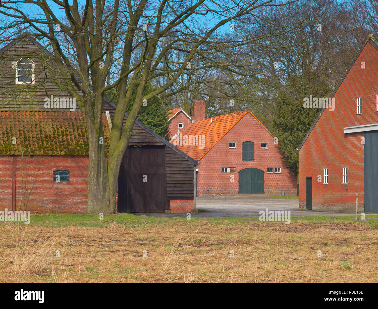 Traditional style facades of barns at a european farm Stock Photo - Alamy