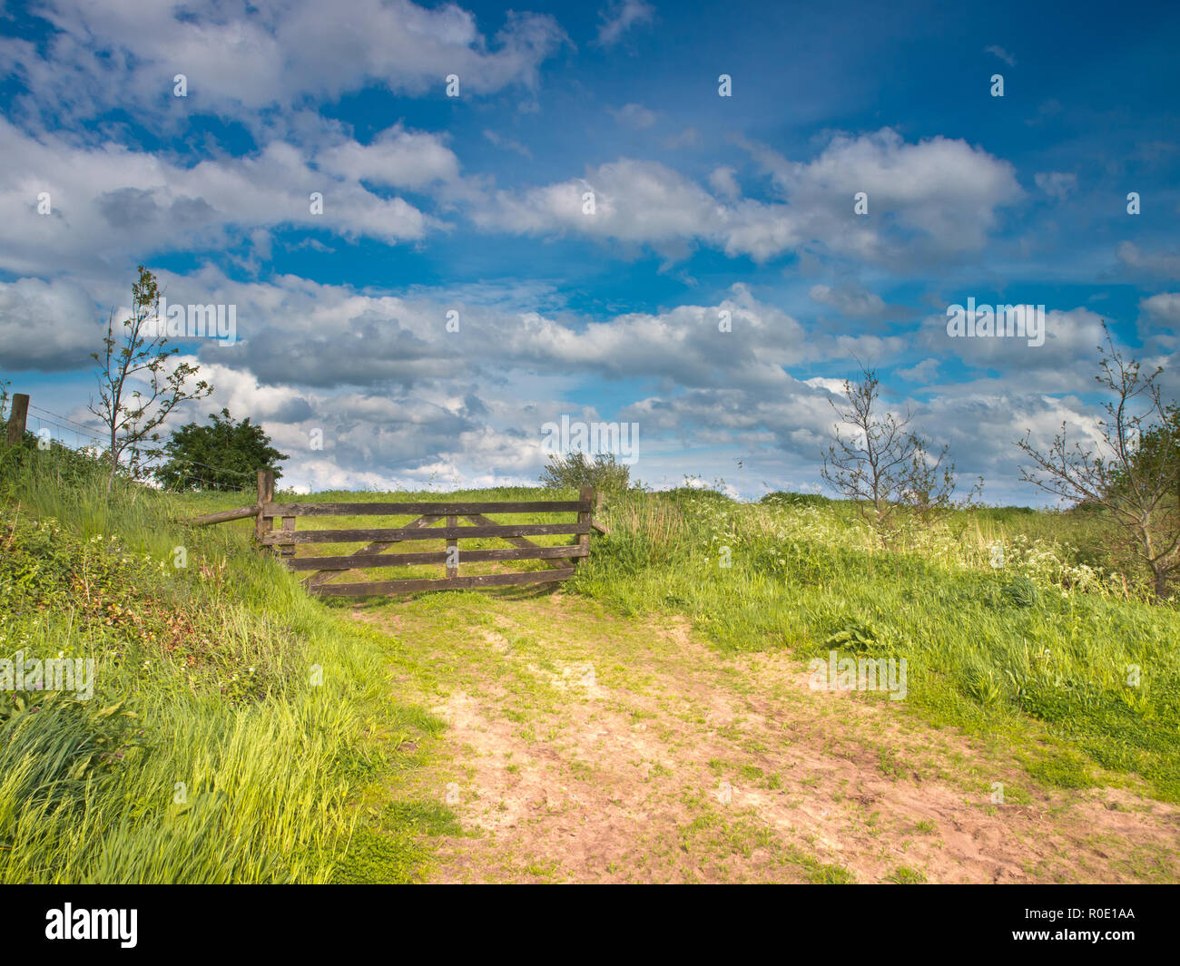 Entrance gate to a nature reserve on a ditch dike Stock Photo - Alamy