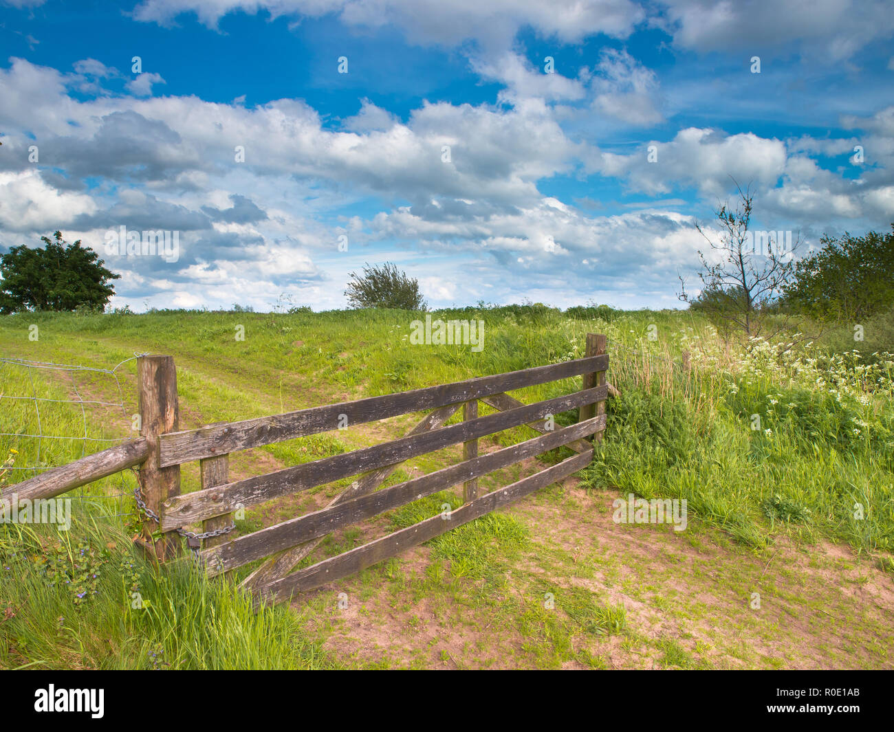 Entrance gate to a nature reserve on a ditch dike Stock Photo - Alamy